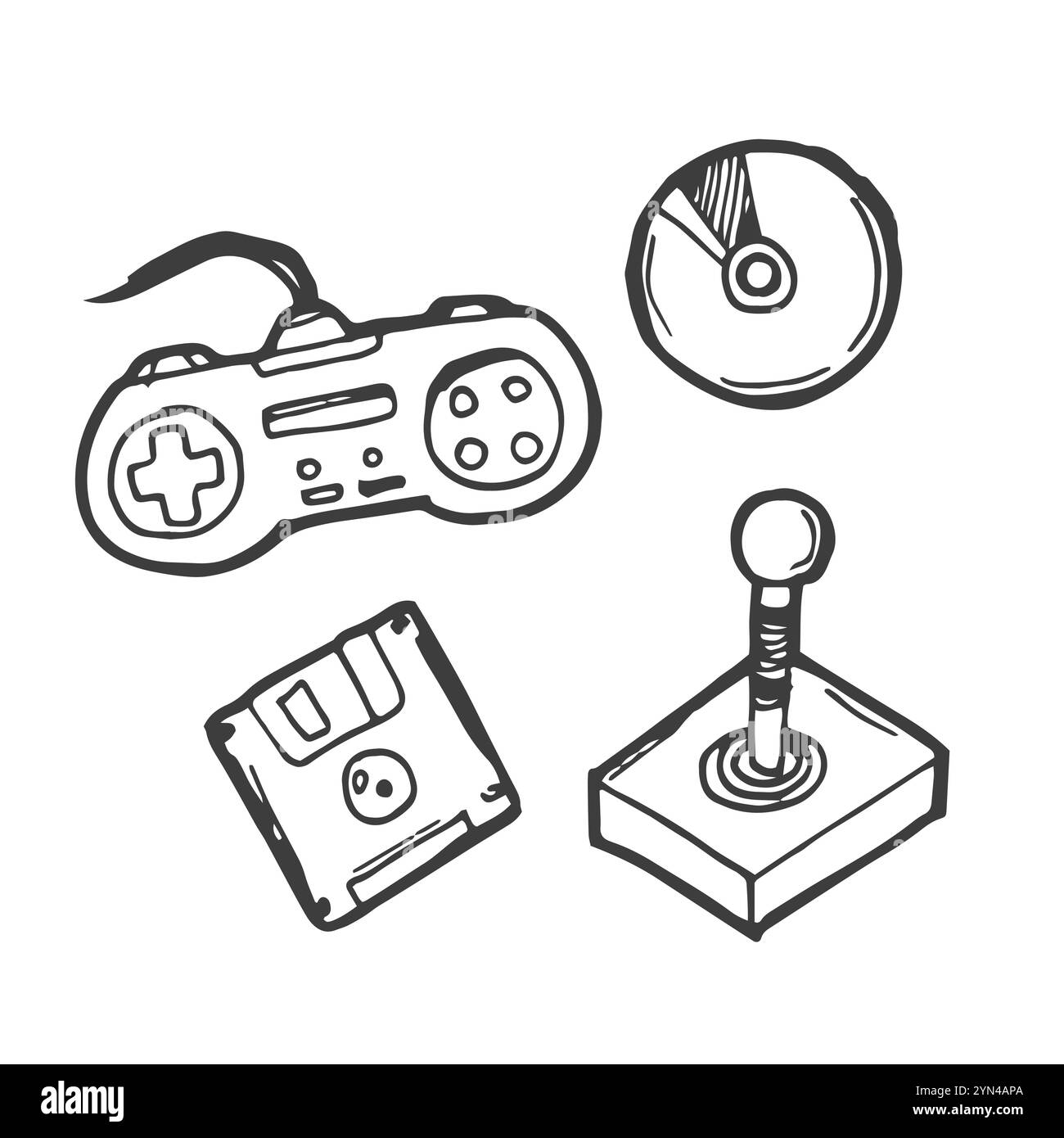 Video game technology set Black and White Stock Photos & Images - Alamy