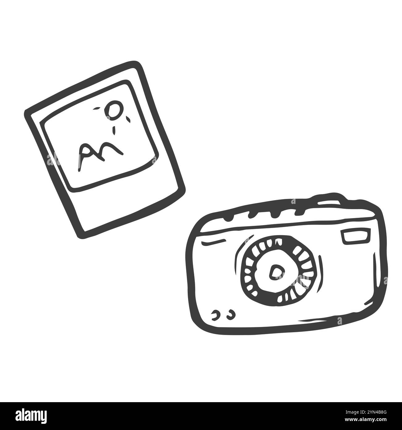 Cartoon photo camera picture image Black and White Stock Photos ...