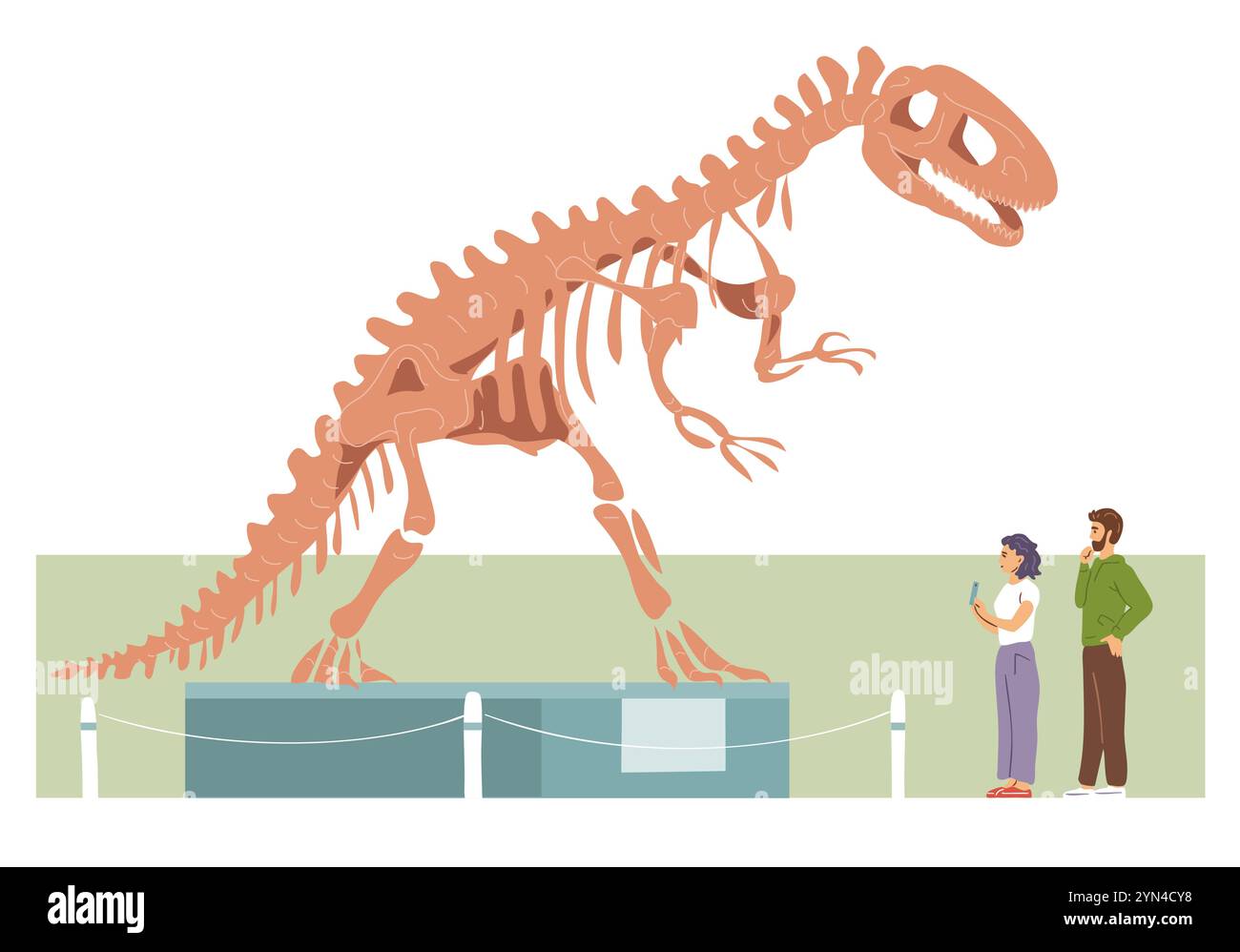 Museum of Paleontology. Allosaurus skeleton. People are guests ...