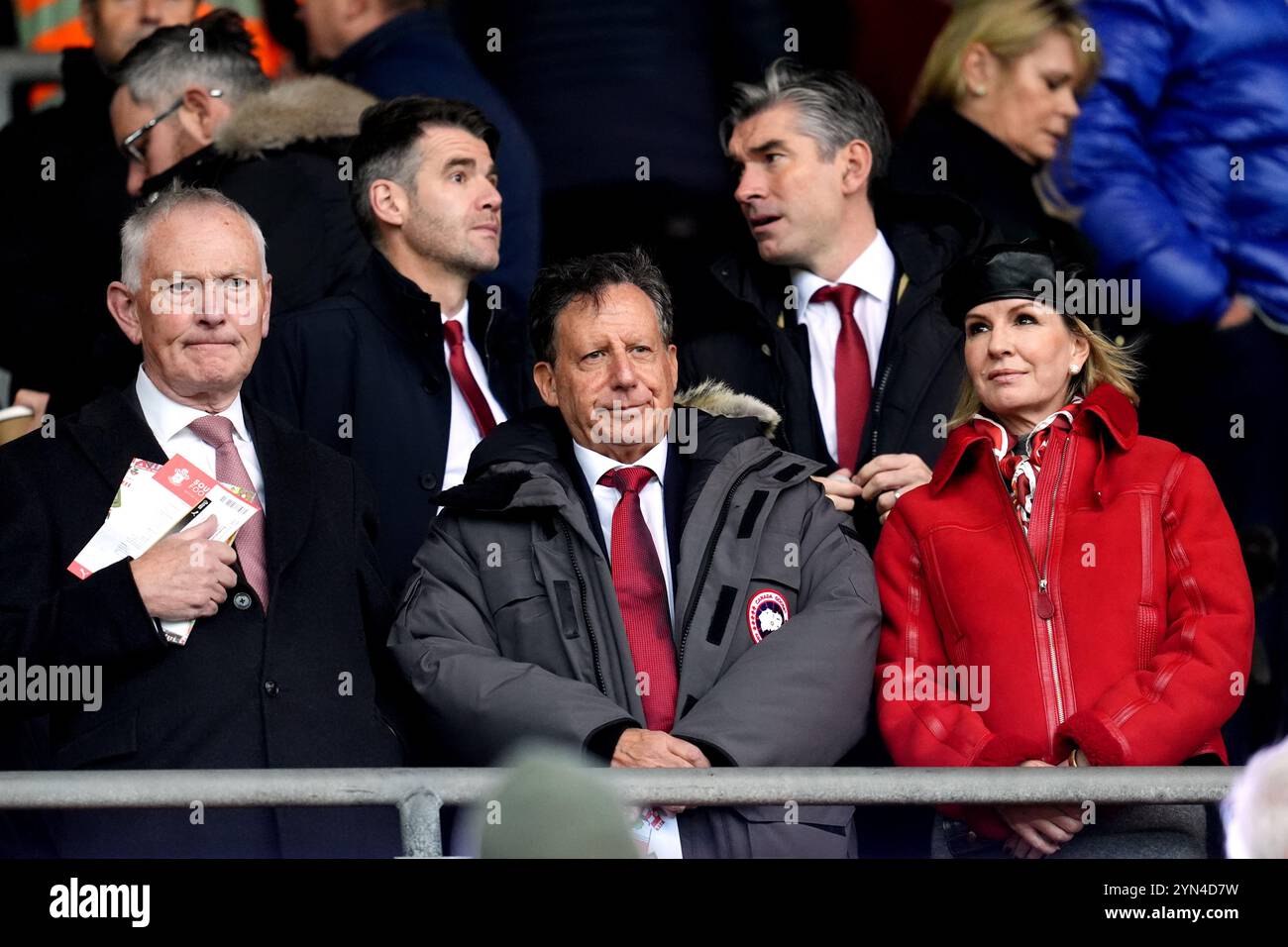 Liverpool chairman Tom Werner (centre) ahead of the Premier League ...