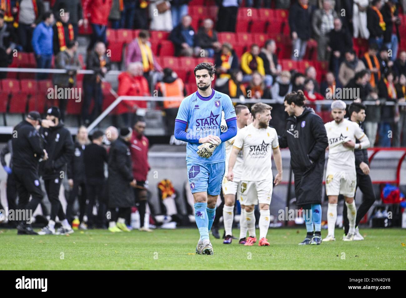 Beerschot's goalkeeper Nick Shinton looks dejected after losing a ...