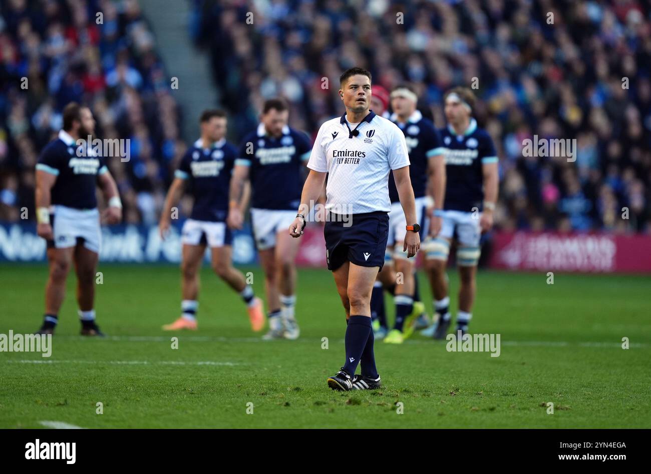 Referee Chris Busby during the Autumn International match at Scottish ...