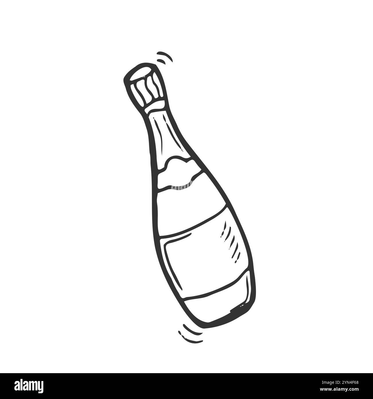 Popping champagne bottle doodle illustration. Popping champagne bottle ...