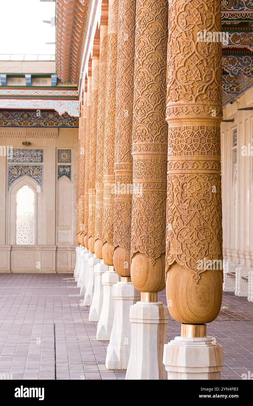 Wooden colonnade in Hazrat Khizr Mausoleum in Samarkand Stock Photo - Alamy