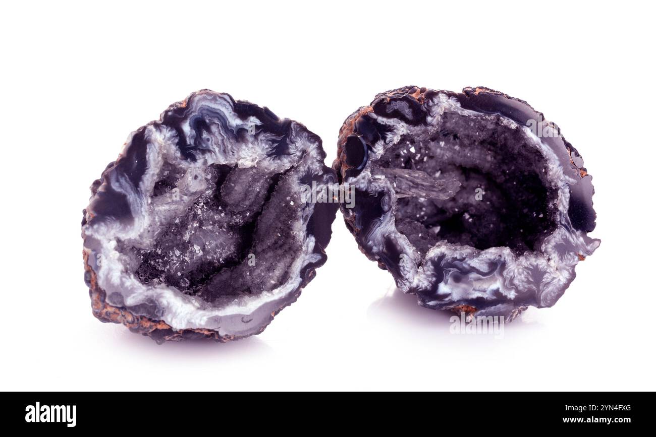 quartz geode in front of white background Stock Photo - Alamy