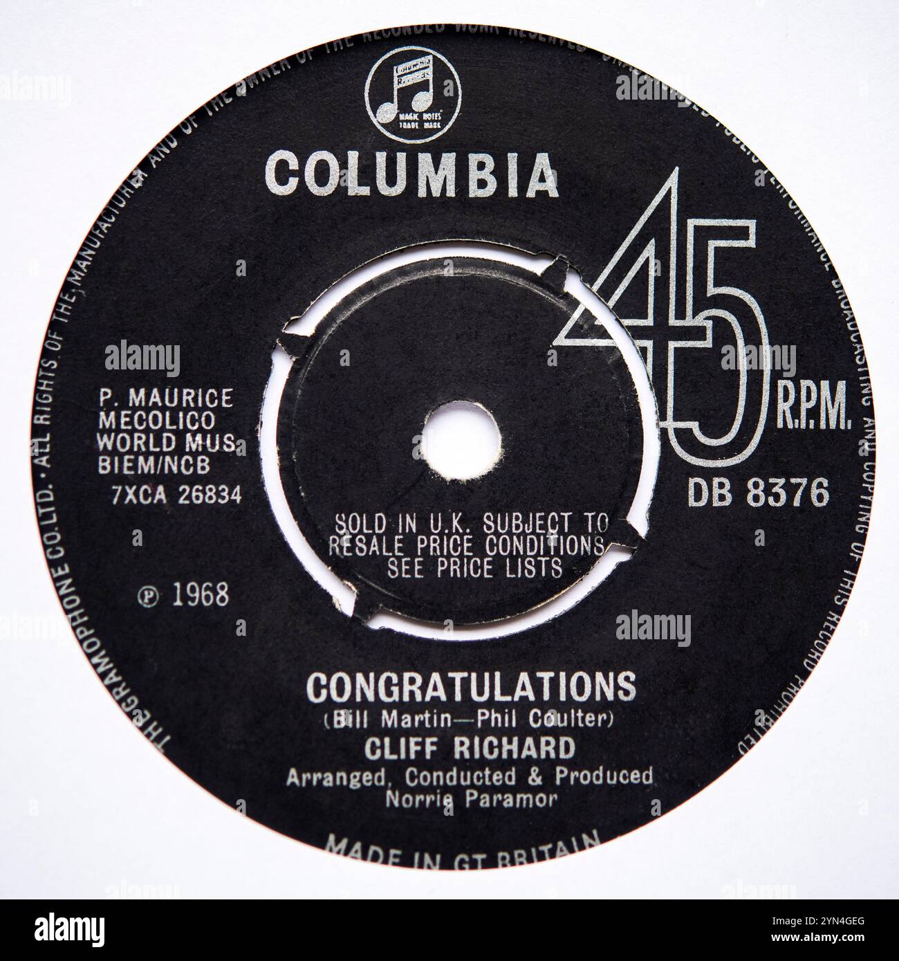 Centre label of the seven inch single version of Congratulations by ...