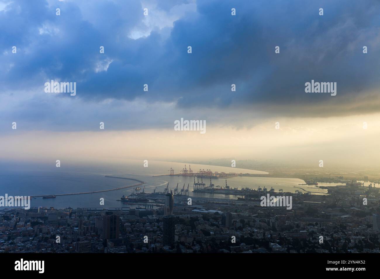 Ships are docked as the sun raises at the port of Haifa, Israel, Sunday ...