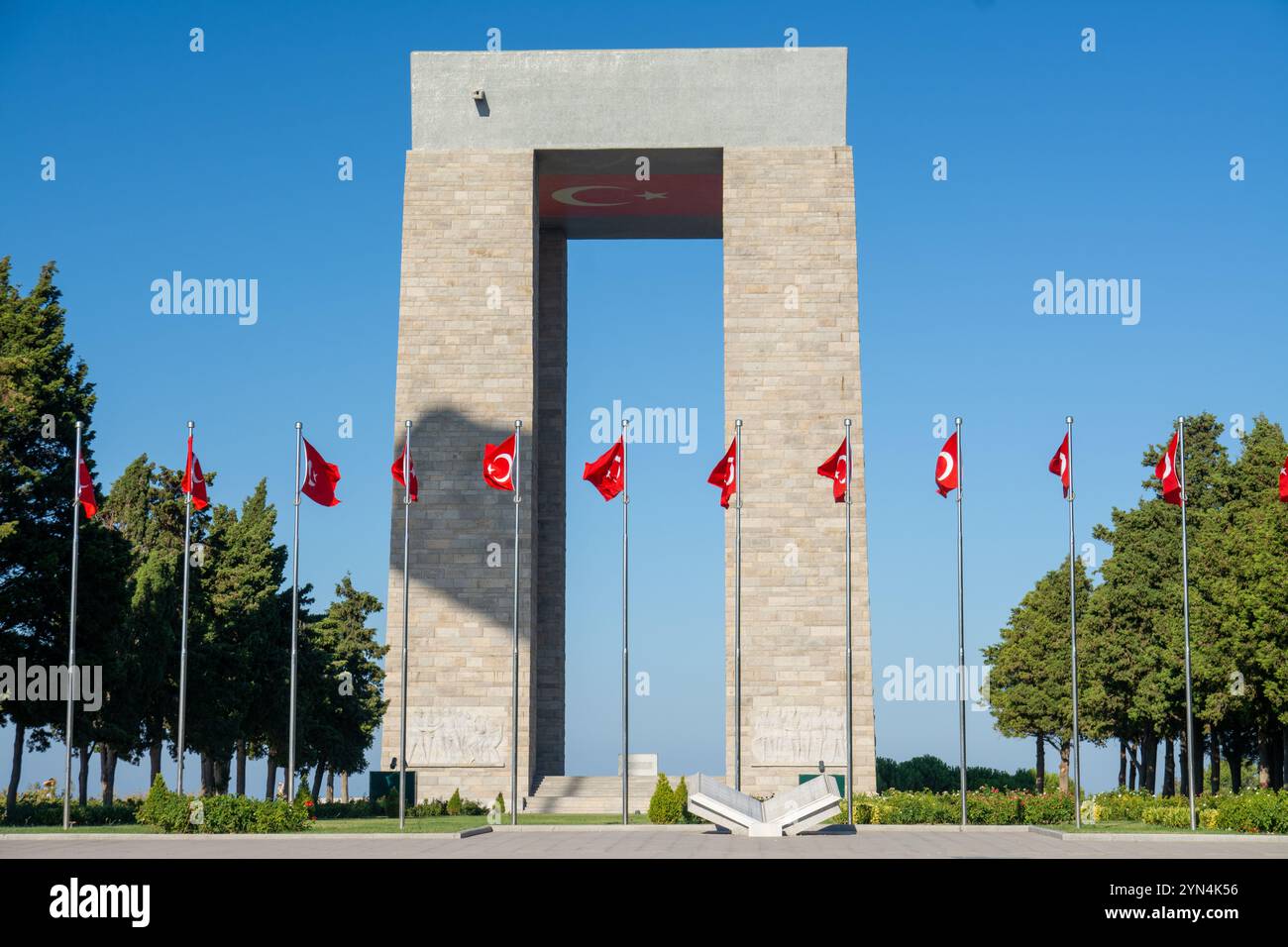 Çanakkale Martyrs' Memorial with Turkish Flags, a Tribute to Gallipoli ...