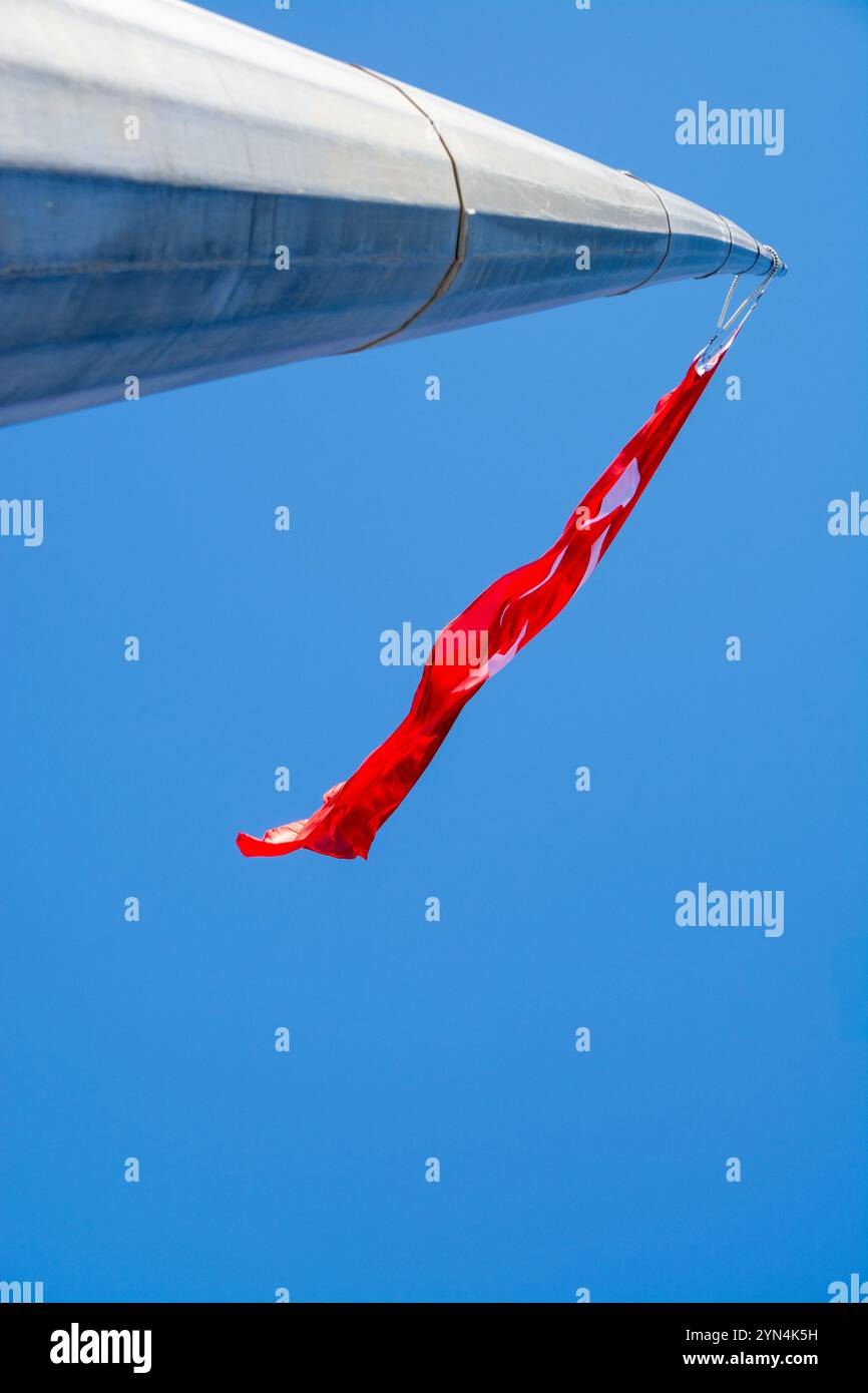 Row of Turkish National Flags Waving Against Clear Blue Summer Sky ...