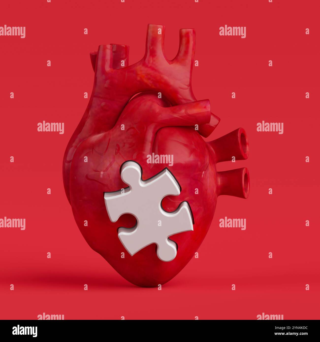 Human Heart Anatomy Internal Organ with White Jigsaw Puzzle Piece on a ...