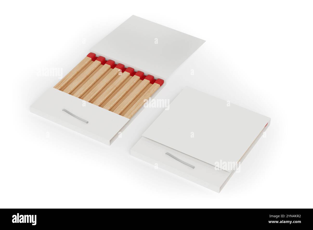 White Book Matchbox Mockup with Matches on a white background. 3d ...