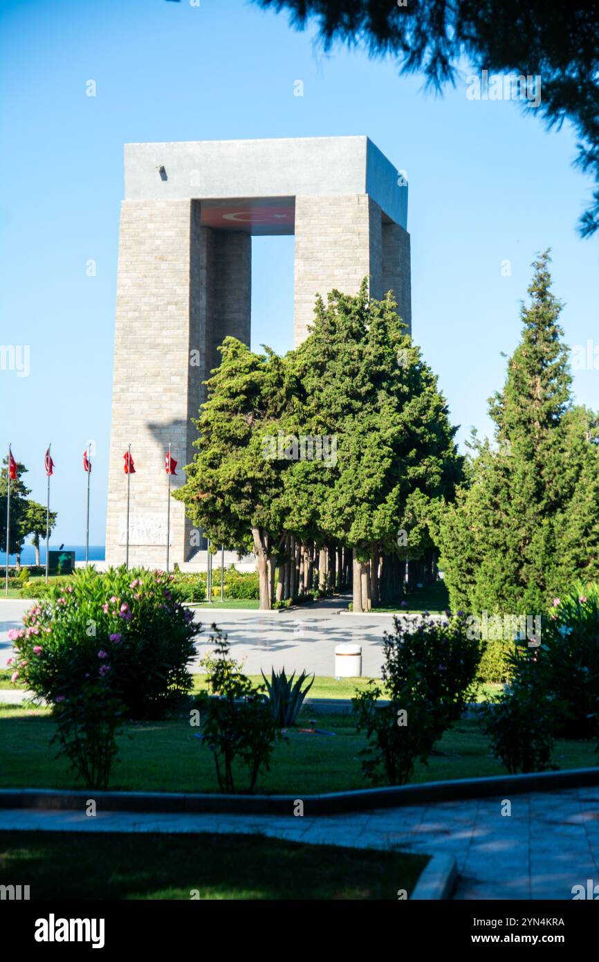 Çanakkale Martyrs' Memorial with Turkish Flags, a Tribute to Gallipoli ...