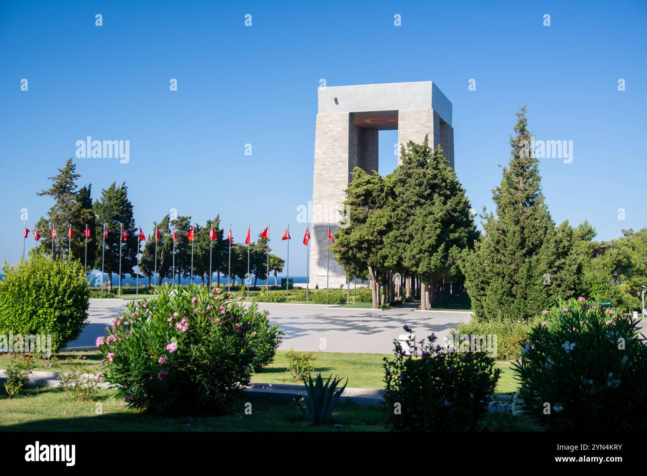 Çanakkale Martyrs' Memorial with Turkish Flags, a Tribute to Gallipoli ...
