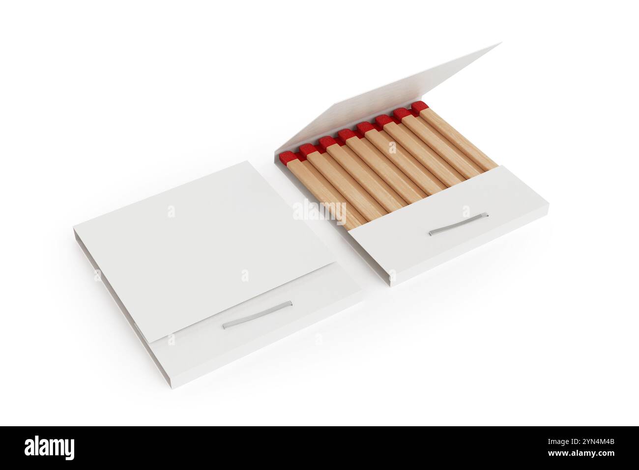 White Book Matchbox Mockup with Matches on a white background. 3d ...