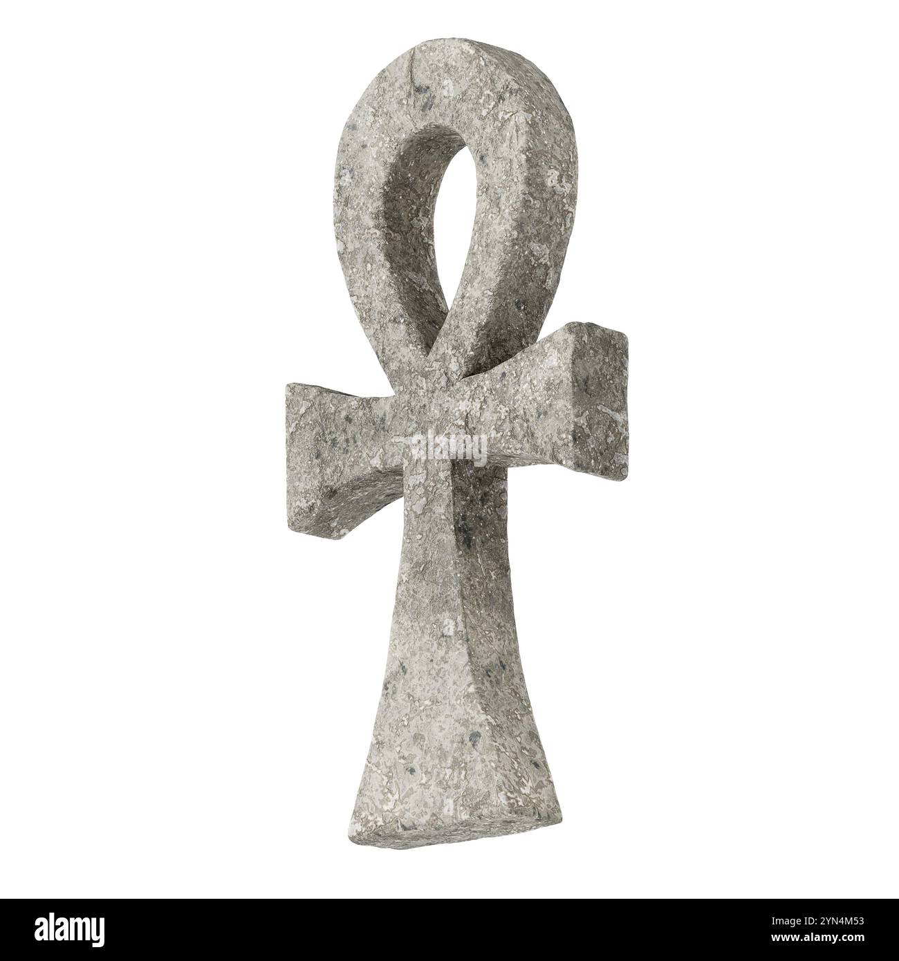 Stone Egyptian Cross Ankh Key of Life on a white background. 3d ...