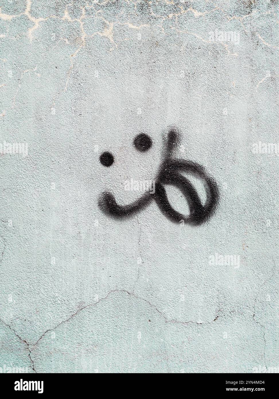 Minimalist Graffiti on Cracked Textured Wall Featuring Abstract Black ...