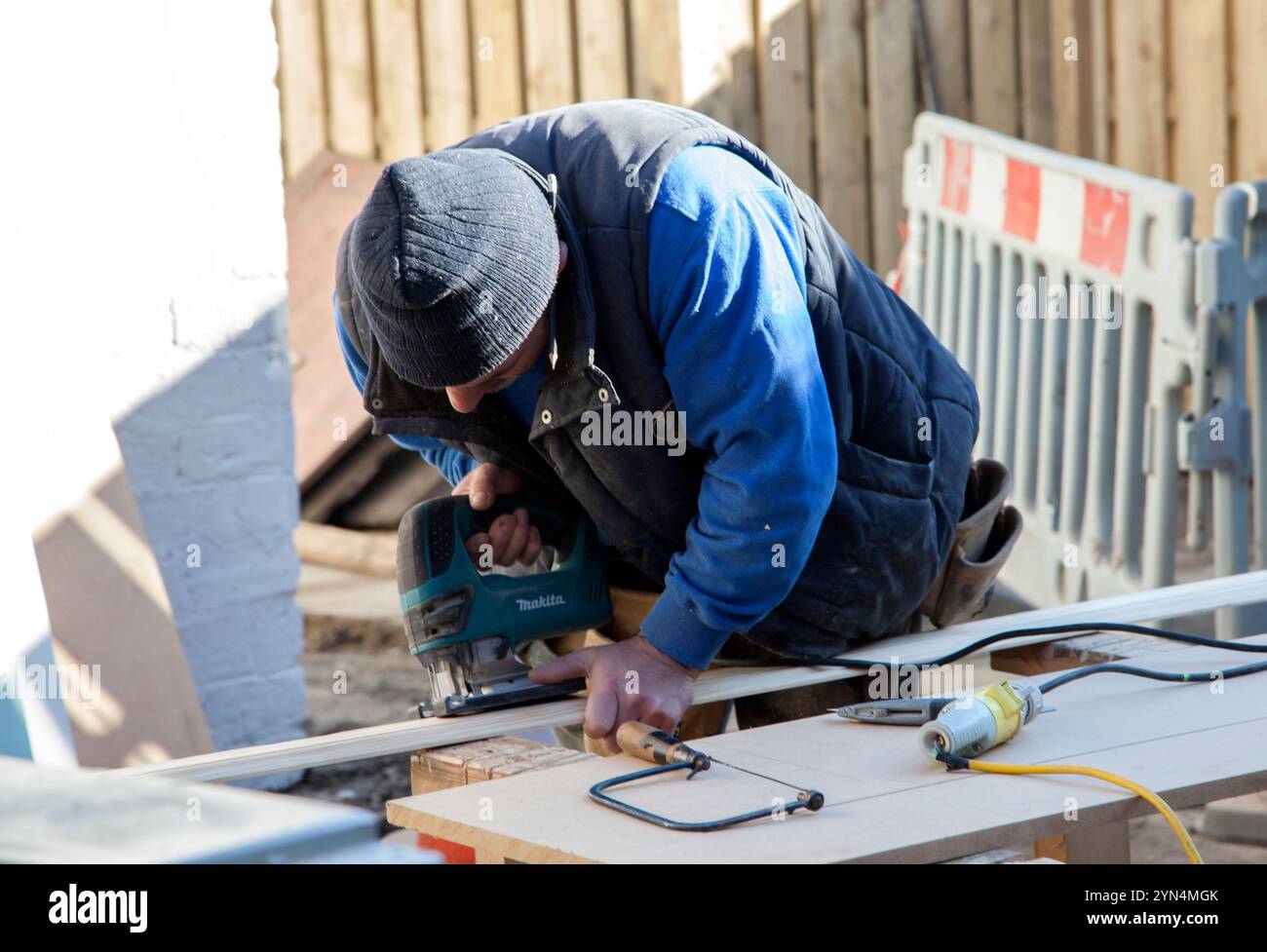Joiner at work using power tools Stock Photo - Alamy
