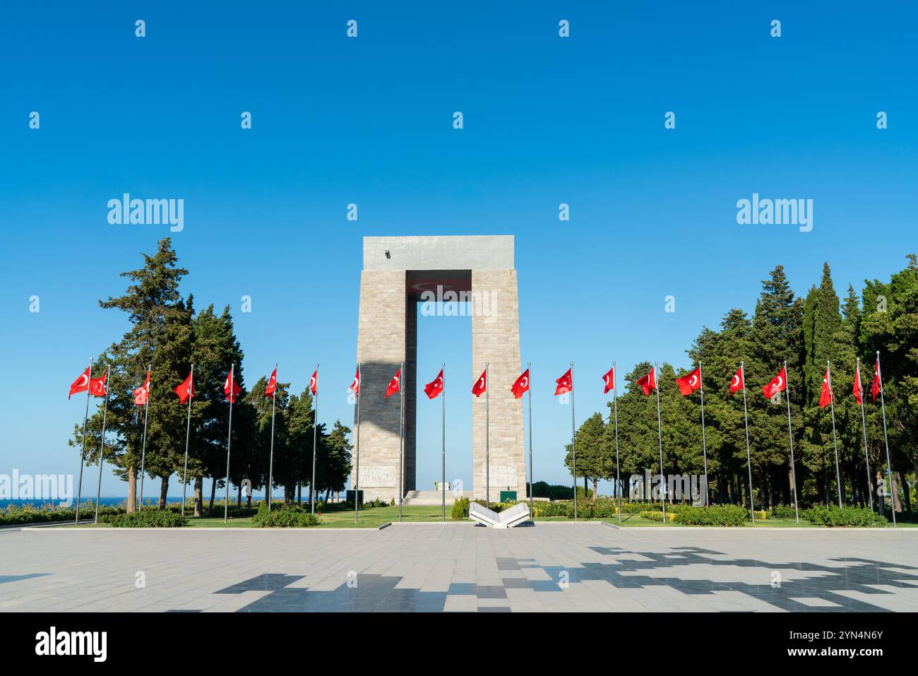 Çanakkale Martyrs' Memorial with Turkish Flags, a Tribute to Gallipoli ...