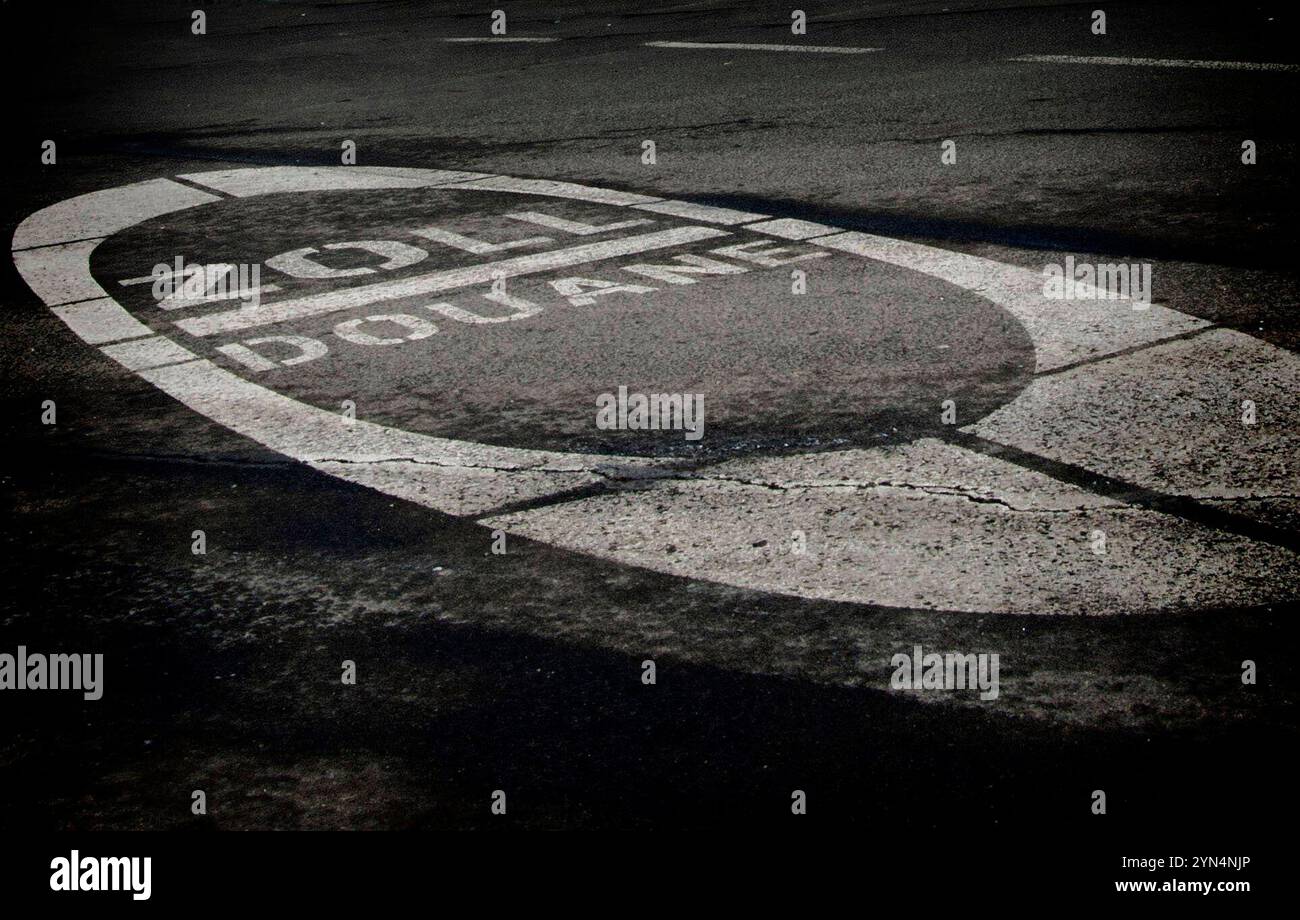 a customs sign at the state border in french Douane customs sign at the ...