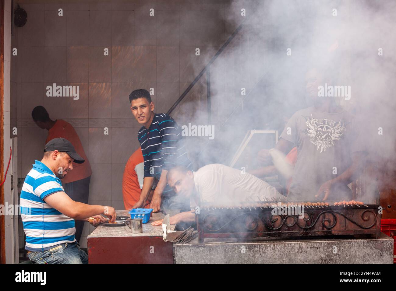 In the medina of Marrakech, preparation of a traditional Moroccan ...