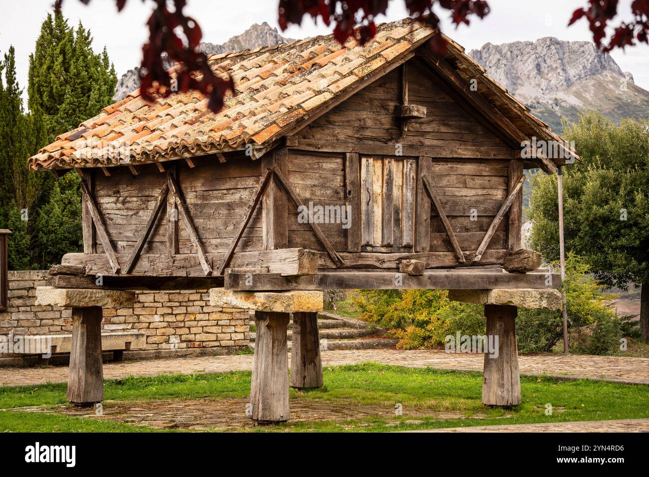 typical hórreo leones, Riaño, province of León, autonomous community of ...
