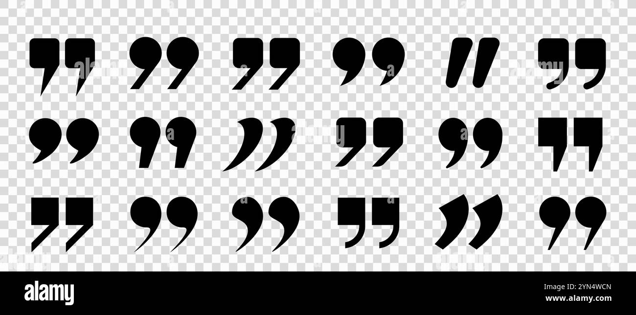 The quotation mark icons are black on a transparent background Stock ...