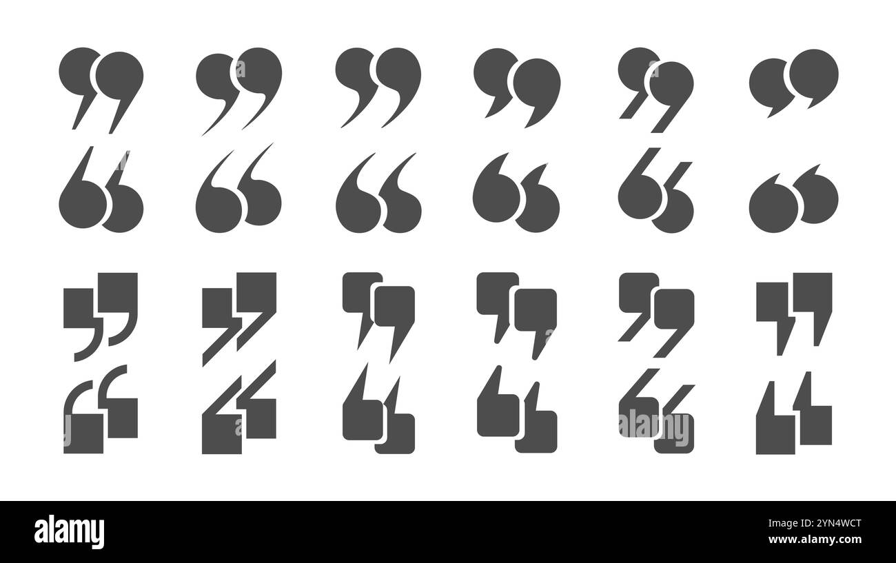 The quotation mark icons are gray on a white background. A speech ...