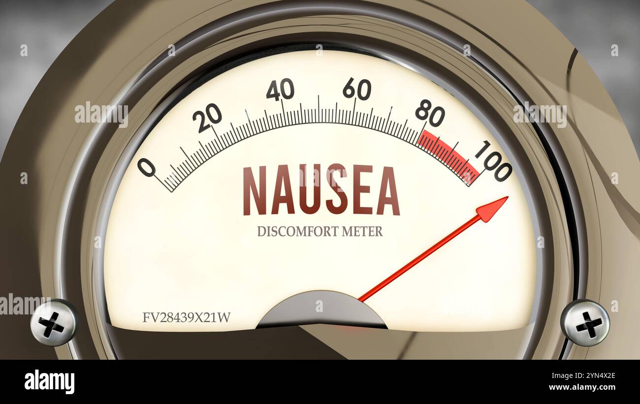 Nausea and Discomfort Meter that is hitting a full scale, showing a ...