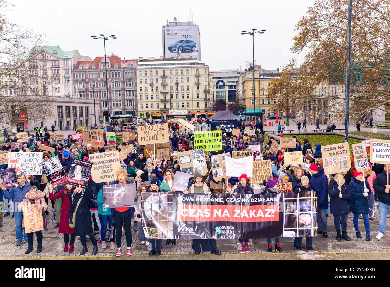 Fur Free Day 2024, an animal rights protest against fur farms. A crowd ...