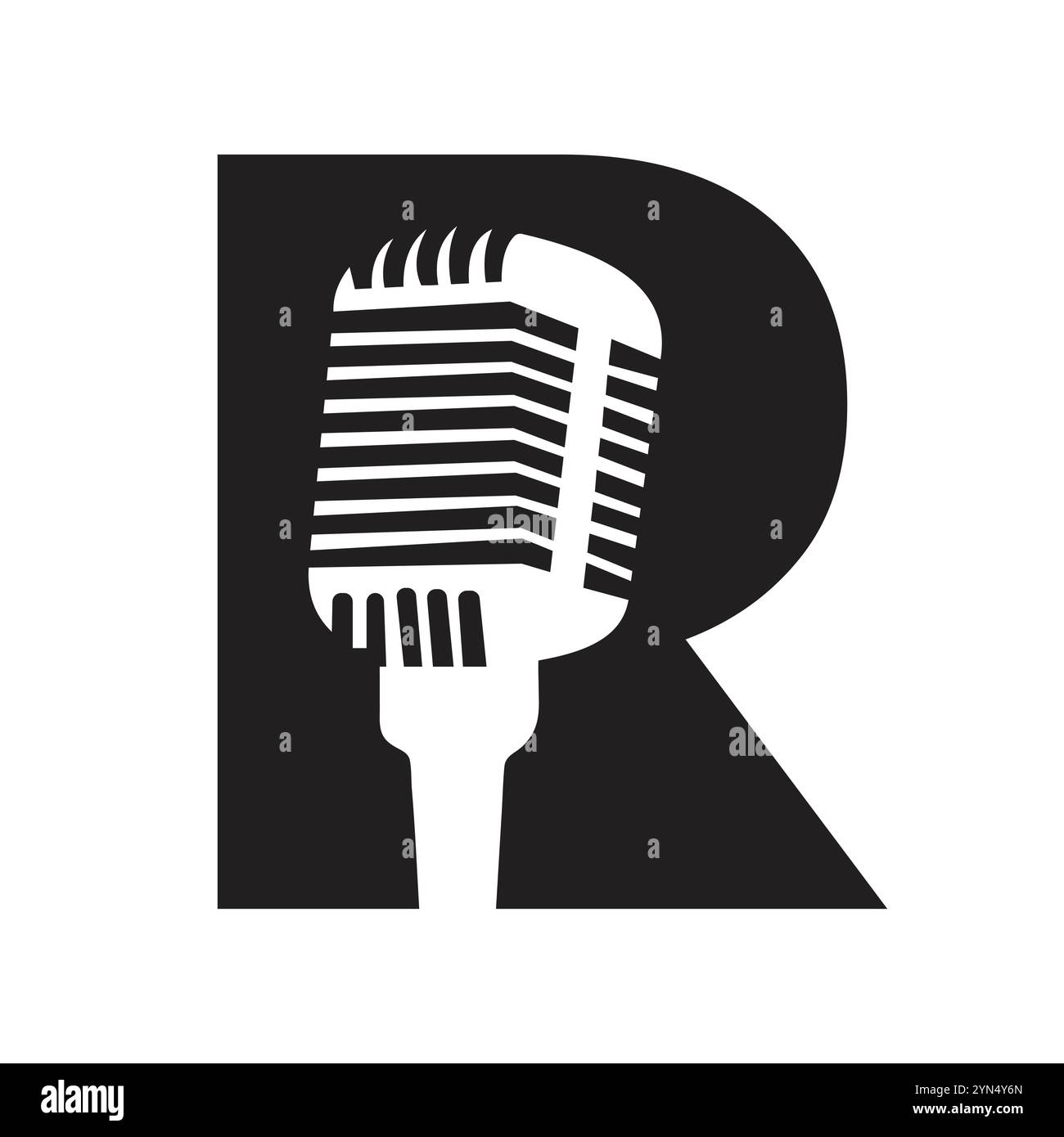 Letter R Microphone Logo Concept For Music Symbol Vector Sign Stock ...