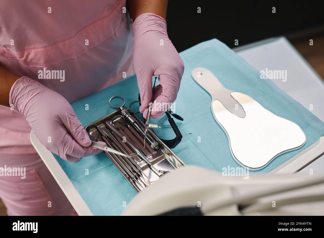 Holding Dental Instruments in Gloves Preparing for Procedure Stock ...