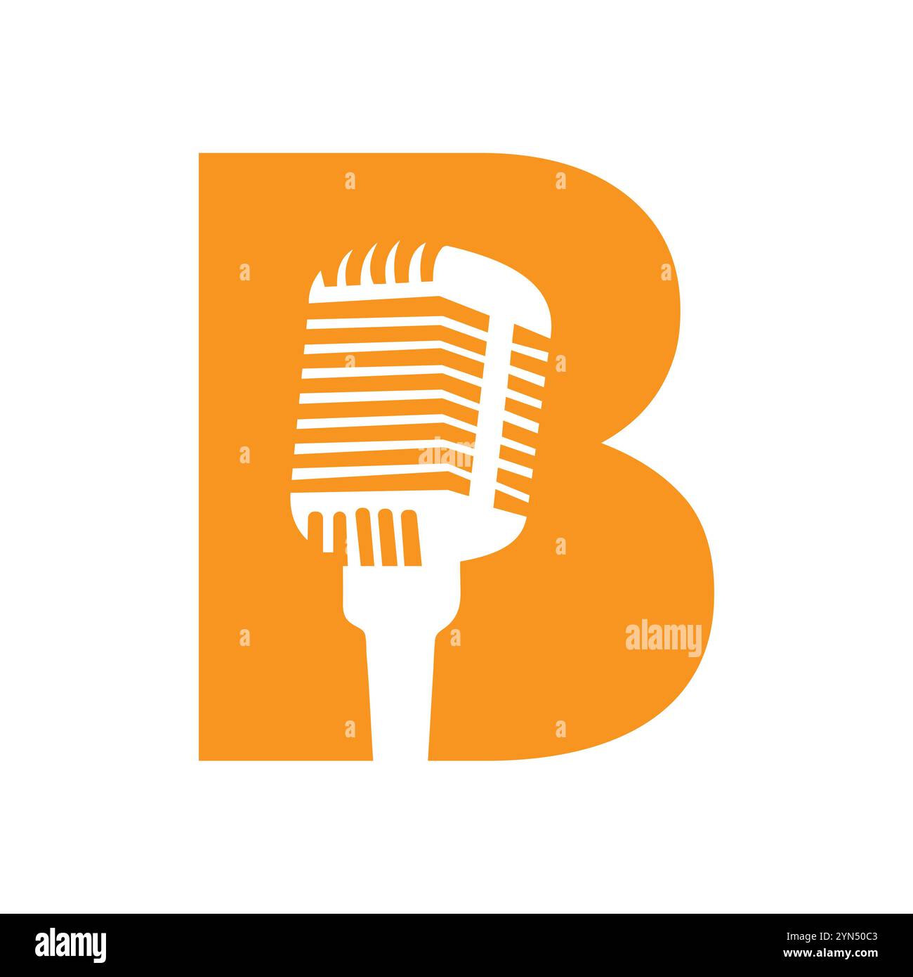 Letter B Microphone Logo Concept For Music Symbol Vector Sign Stock ...