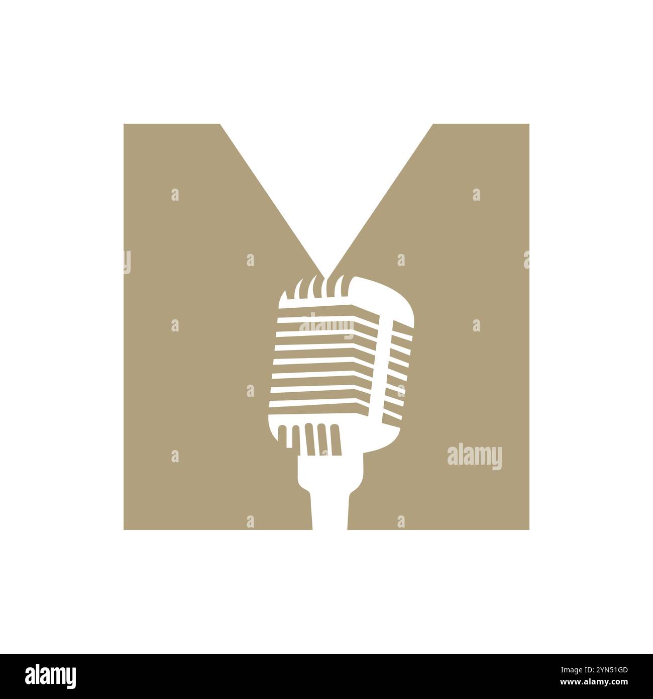 Letter M Microphone Logo Concept For Music Symbol Vector Sign Stock ...