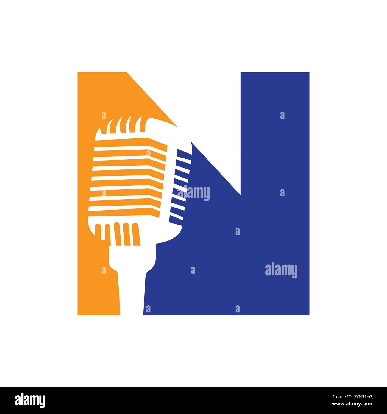 Letter N Microphone Logo Concept For Music Symbol Vector Sign Stock ...