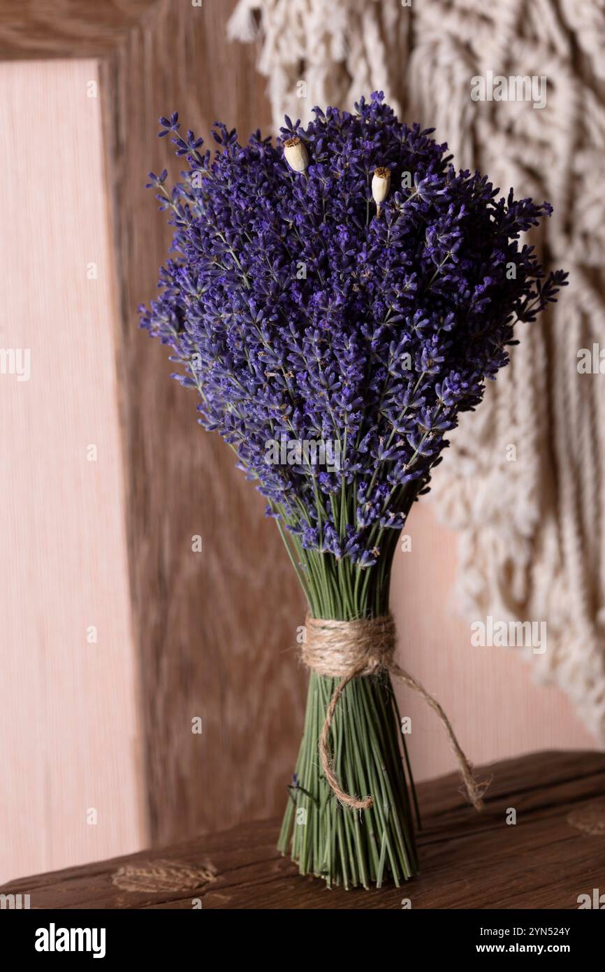 garden bouquet of lavender in the interior Stock Photo - Alamy