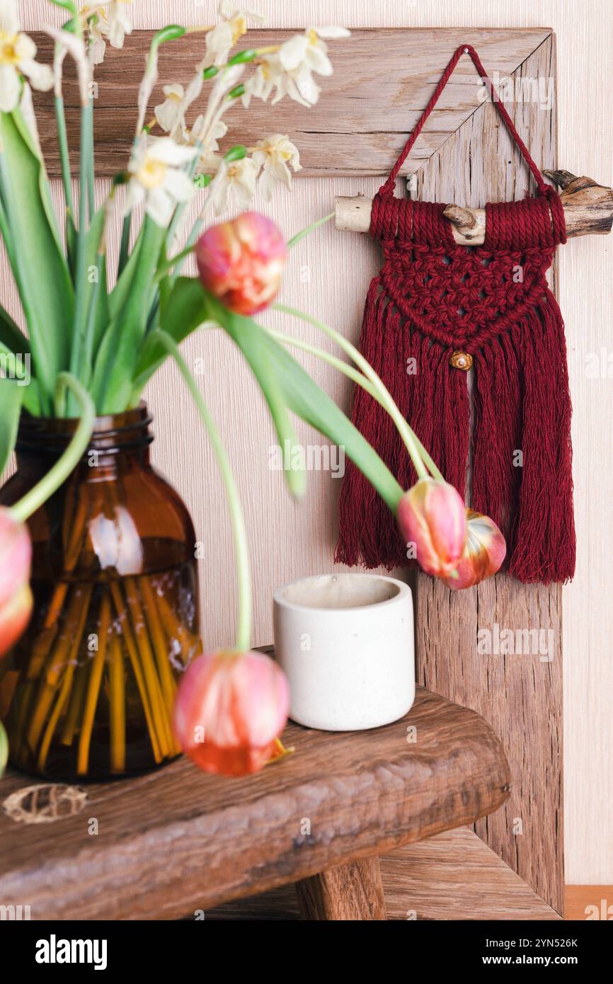 beautiful macrame panel in the interior Stock Photo - Alamy