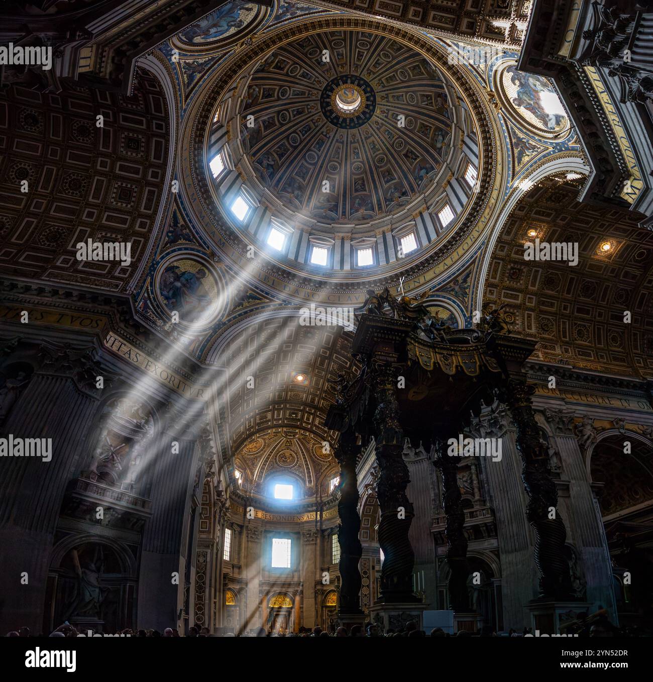 Morning light beams inside St Peter's Basilica, Vatican City, Rome ...