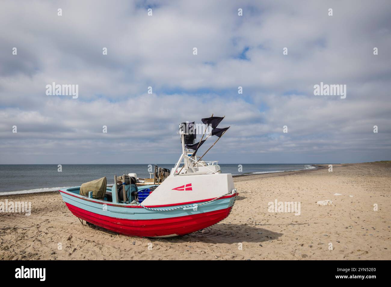 Small inshore fishing boat at Thy National Park, Denmark Stock Photo ...
