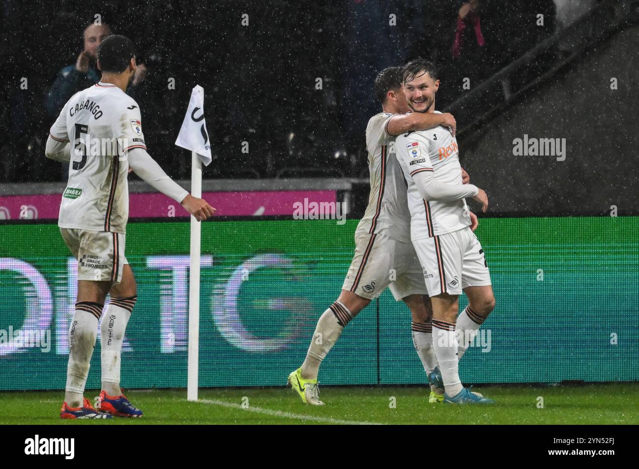 Swansea city liam cullen celebrates hi-res stock photography and images ...