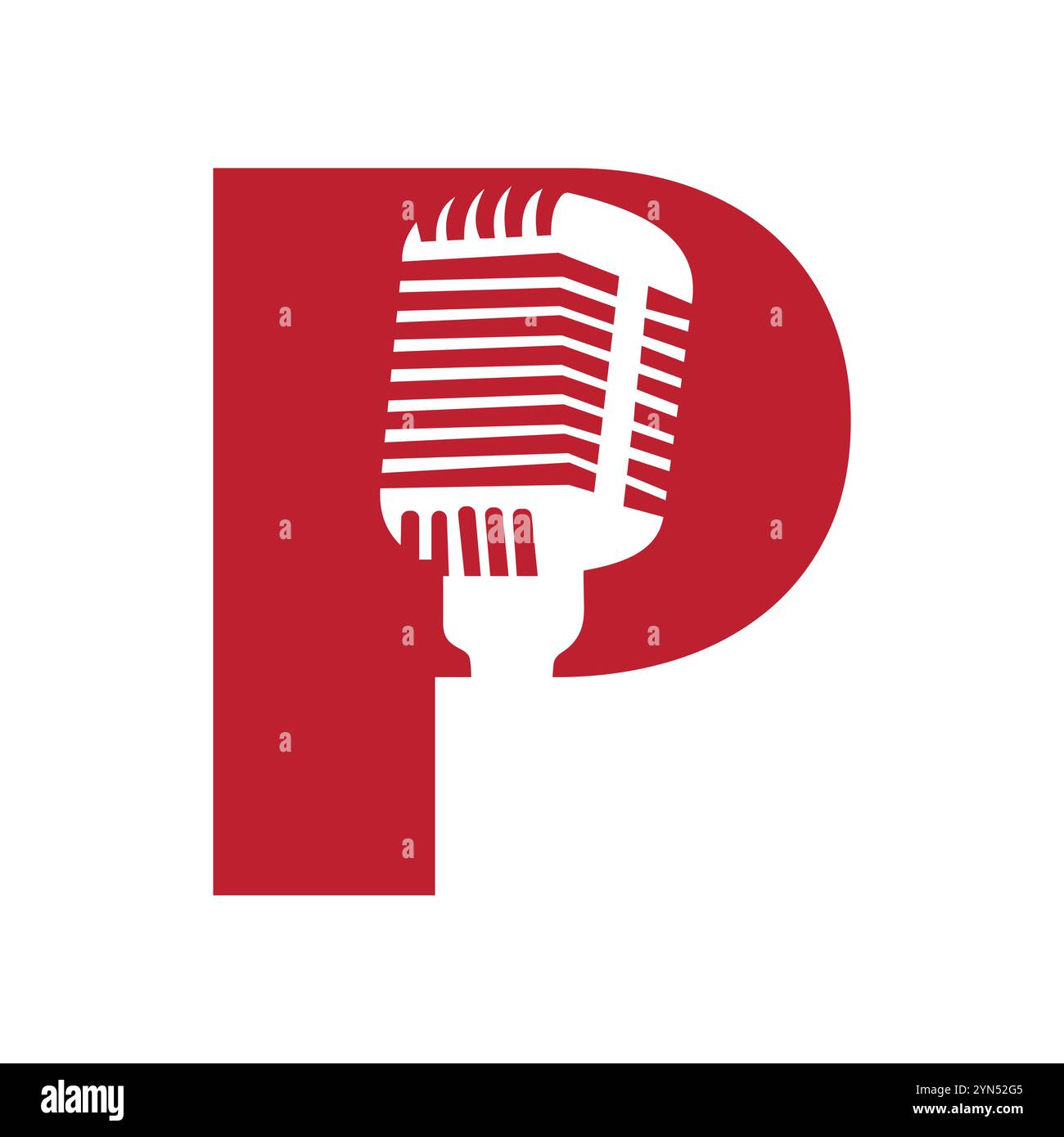 Letter P Microphone Logo Concept For Music Symbol Vector Sign Stock ...