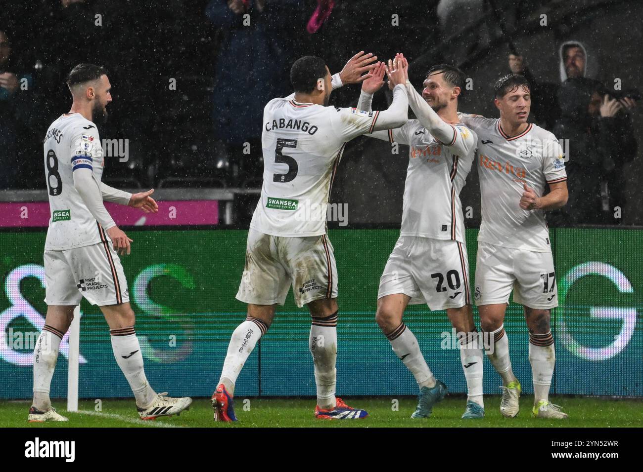 Swansea city liam cullen celebrates hi-res stock photography and images ...