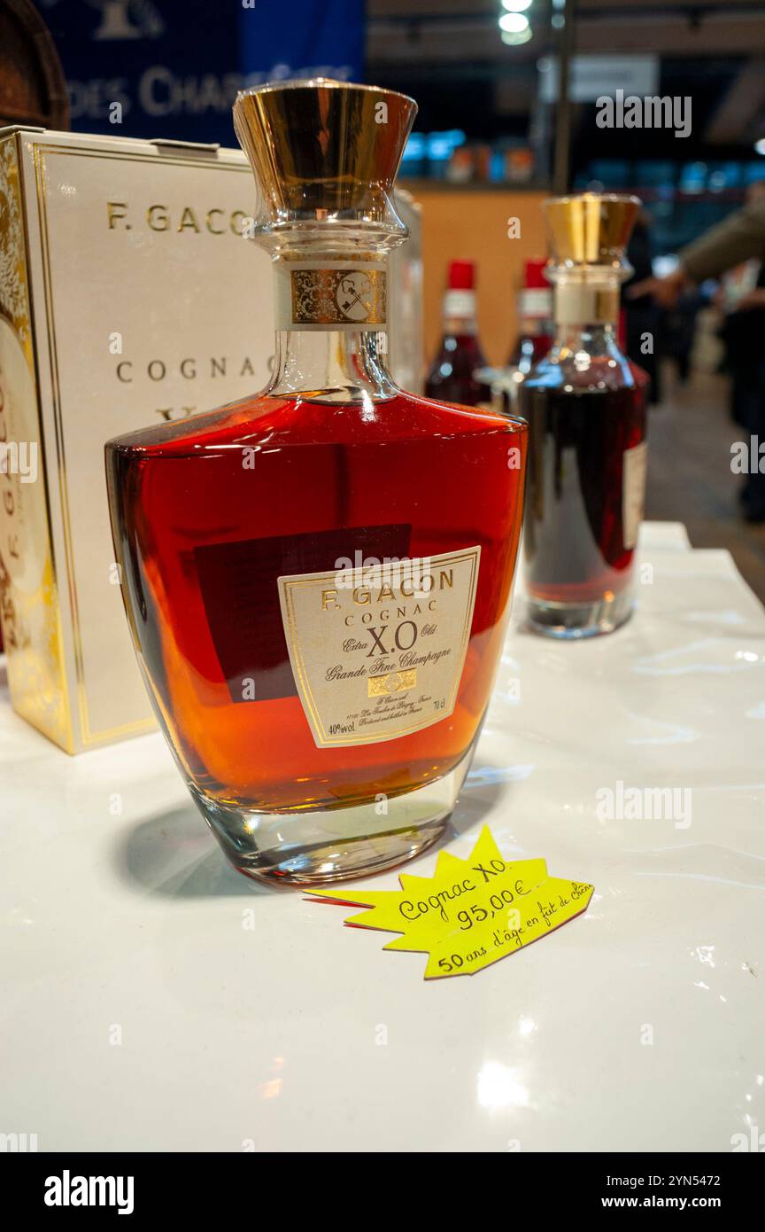 Paris, France, Detail, Bottle of Alcohol, "Egacon Cognac", Food Trade ...