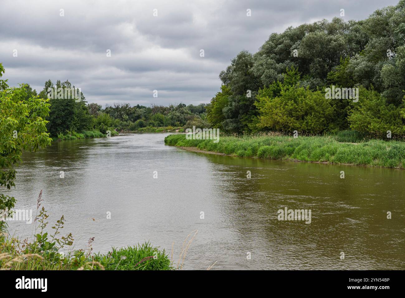 Natural landscape of a valley of river of bug on the border between ...