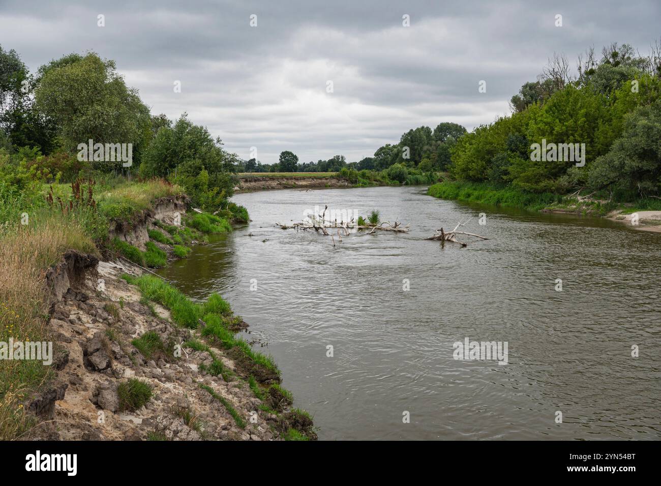 Natural landscape of a valley of river of bug on the border between ...