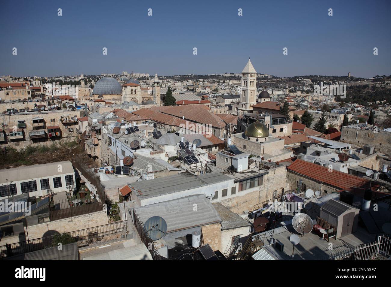 Hezekiah's Pool, left, a 2nd Temple era water reservoir, Church of the ...
