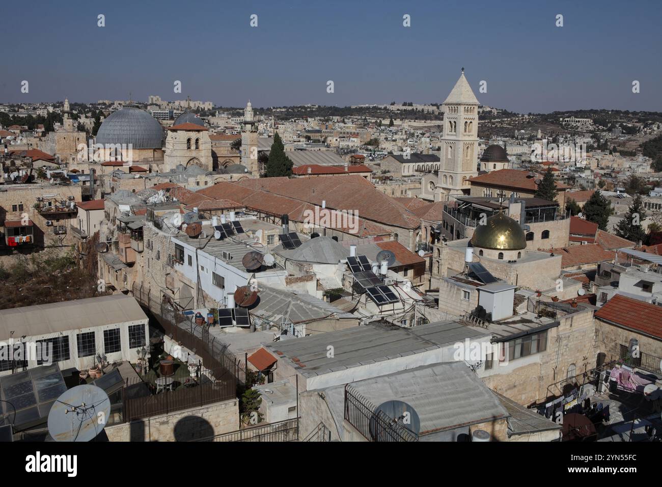 Hezekiah's Pool, left, a 2nd Temple era water reservoir, Church of the ...