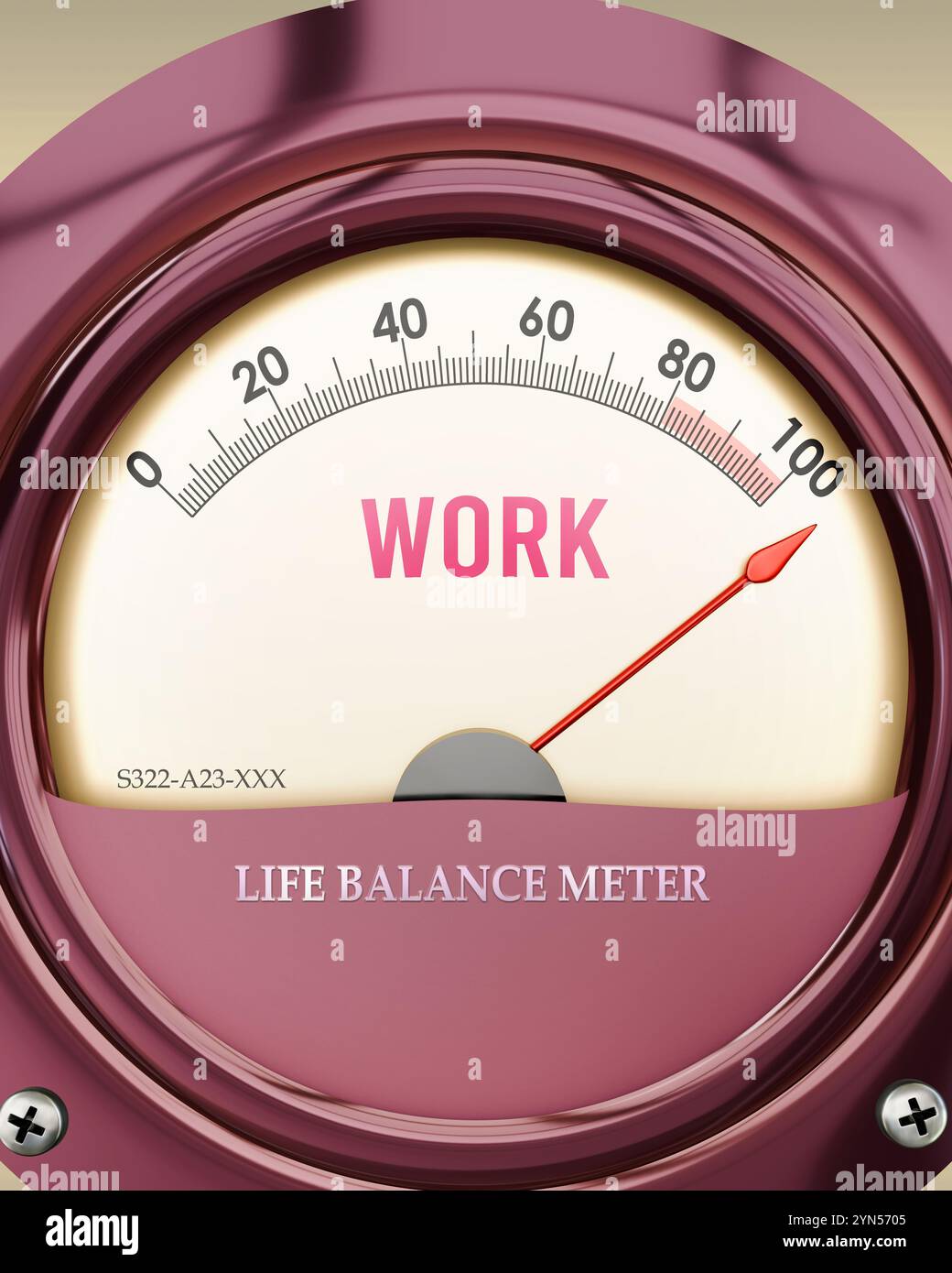 Work and Life Balance Meter that is hitting a full scale, showing a ...