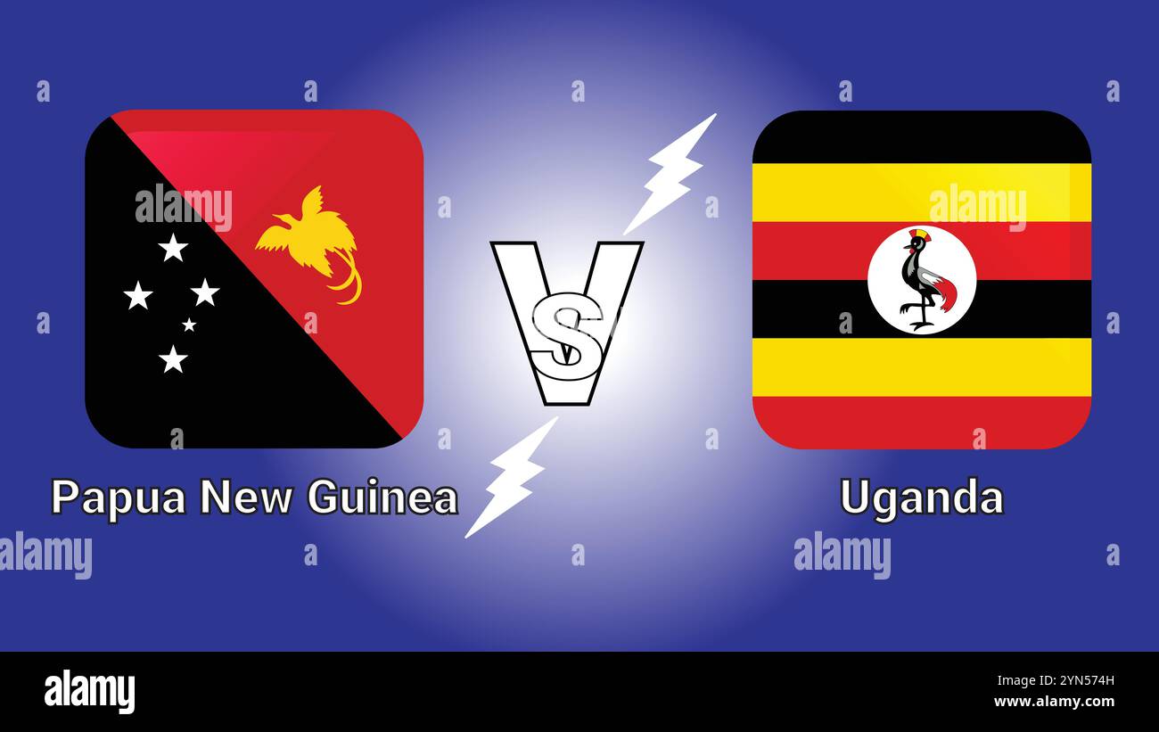 Papua New Guinea Vs Uganda 3D Illustration vector flags in shaded ...