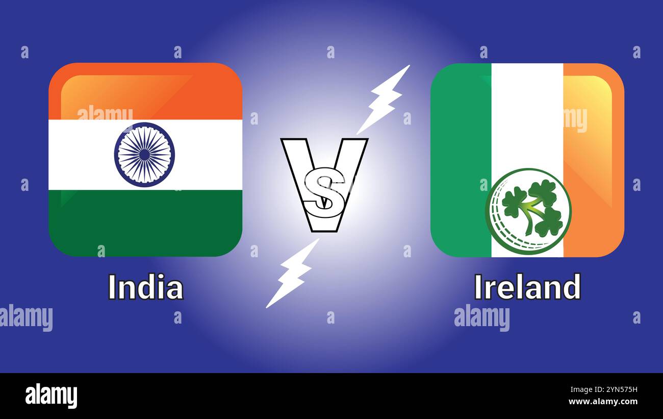 India Vs Ireland 3D Illustration vector flags in shaded Rounded ...