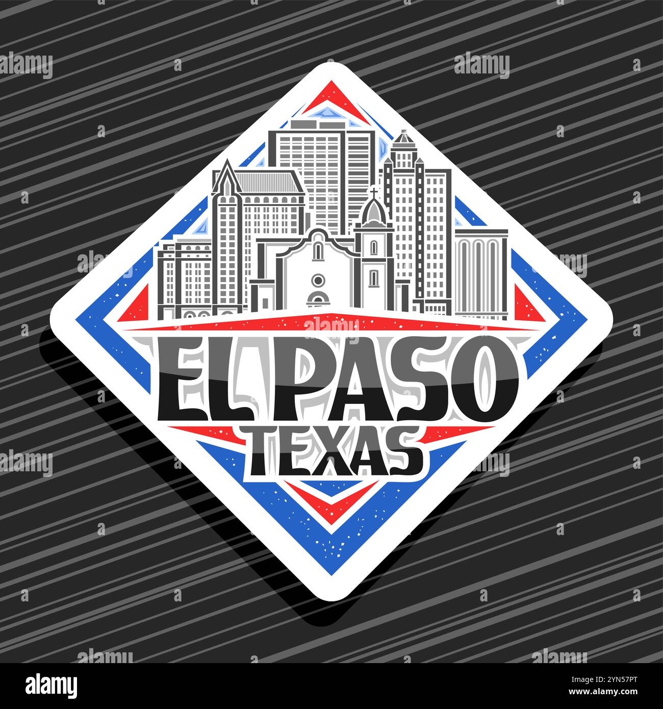 Vector logo for El Paso City, white rhomb road sign with line ...